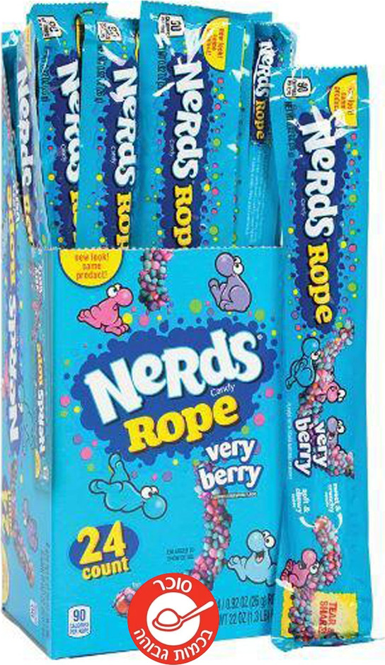 ‫Nerds - Nerds Very Berry Rope נרדס סוכריות בטעם אוכמניות יחידה בודדת ...