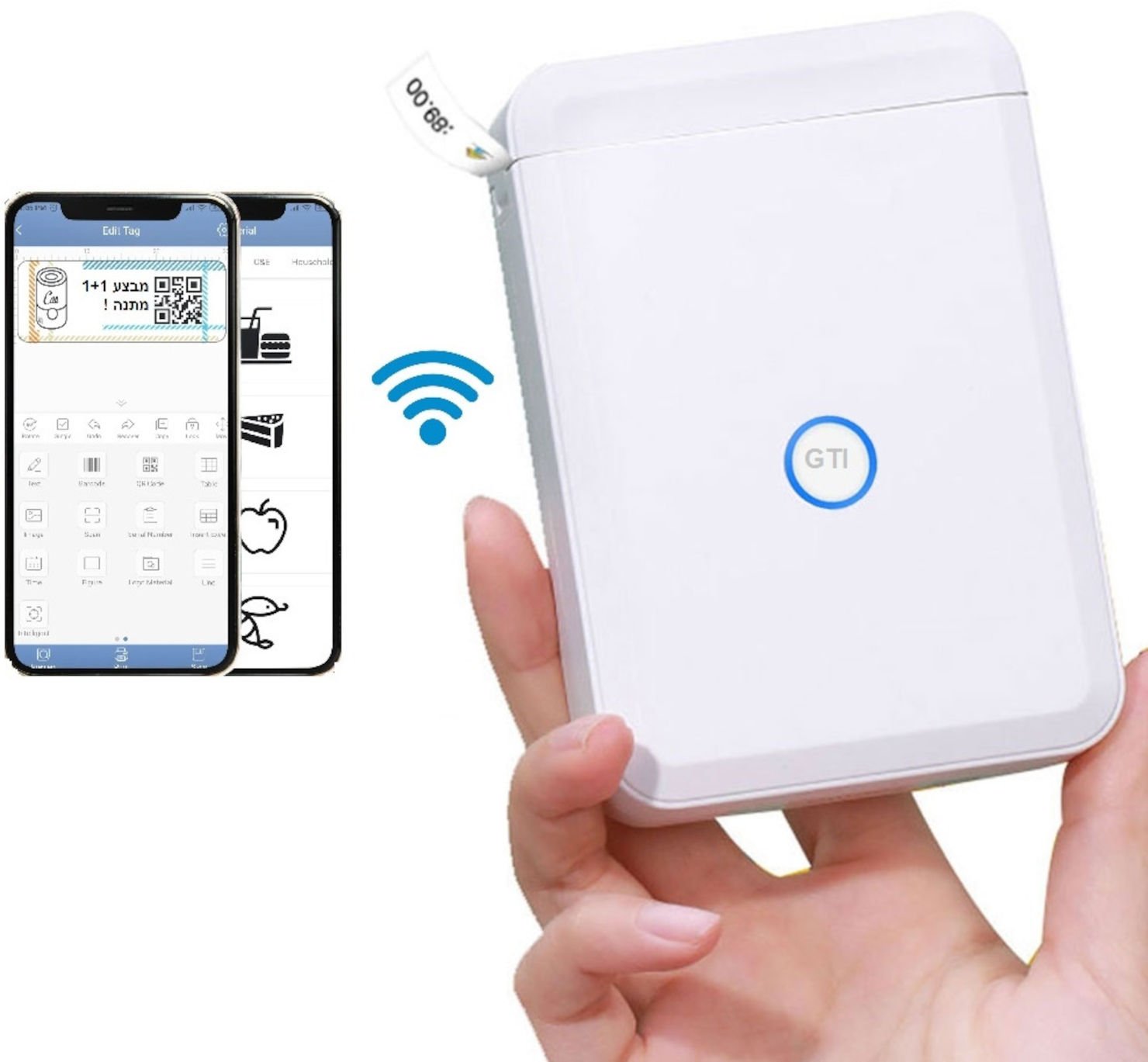 ‫גרנדטק - מדפסת מדבקות ניידת אלחוטית למשרד או לבית – הפעלה פשוטה ...