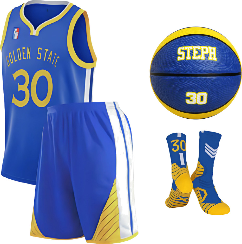 ‫YKI - סט סטף קרי גולדן סטייט לילדים – חליפה, כדור וגרביים | סופר-פארם‬