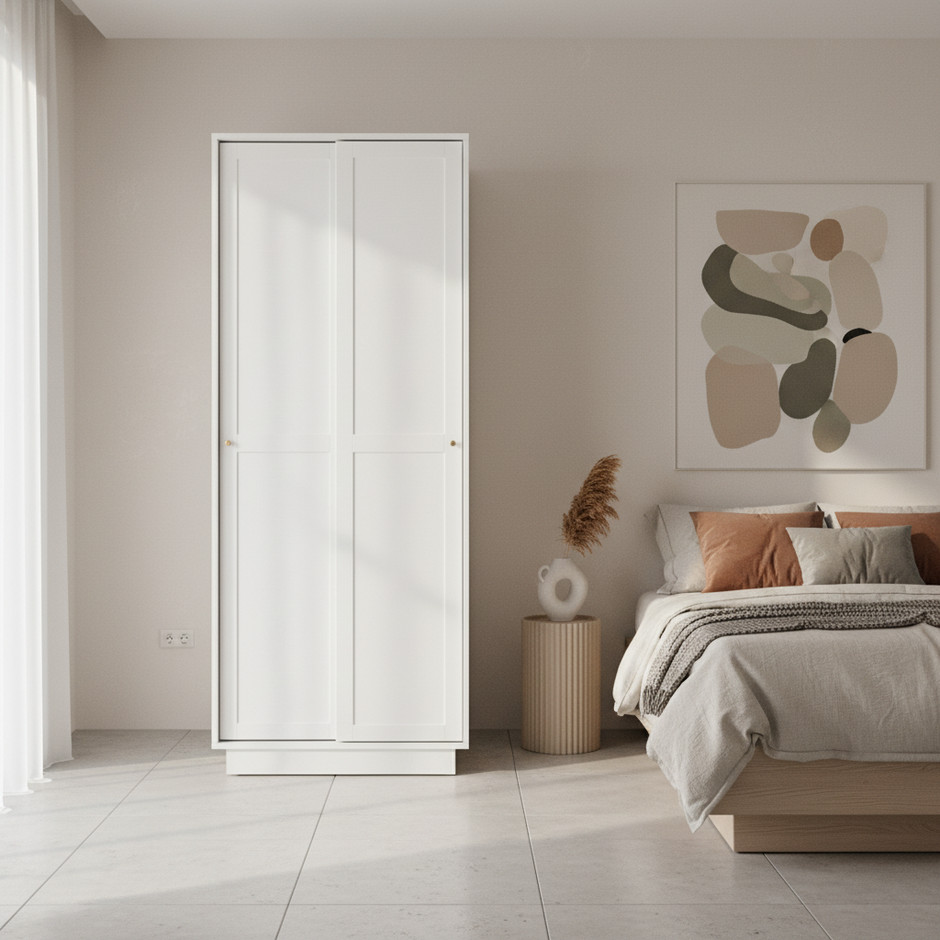 ‫Twins design - ארון בגדים 2 דלתות בצבע לבן ברוחב 60 סמ דגם אוהד מבית ...