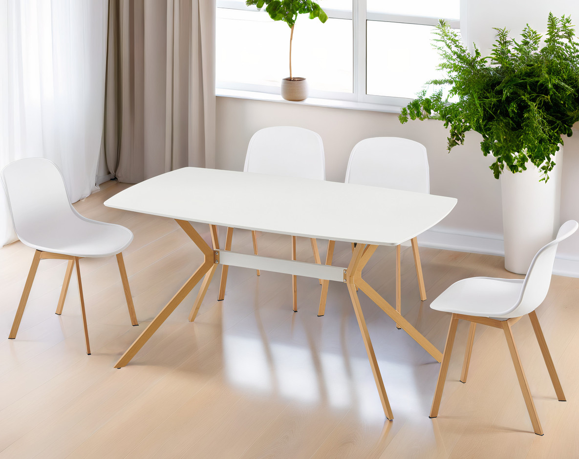 ‫Home Town - פינת אוכל בעיצוב סקנדינבי הכוללת שולחן מלבני עם 4 כיסאות ...