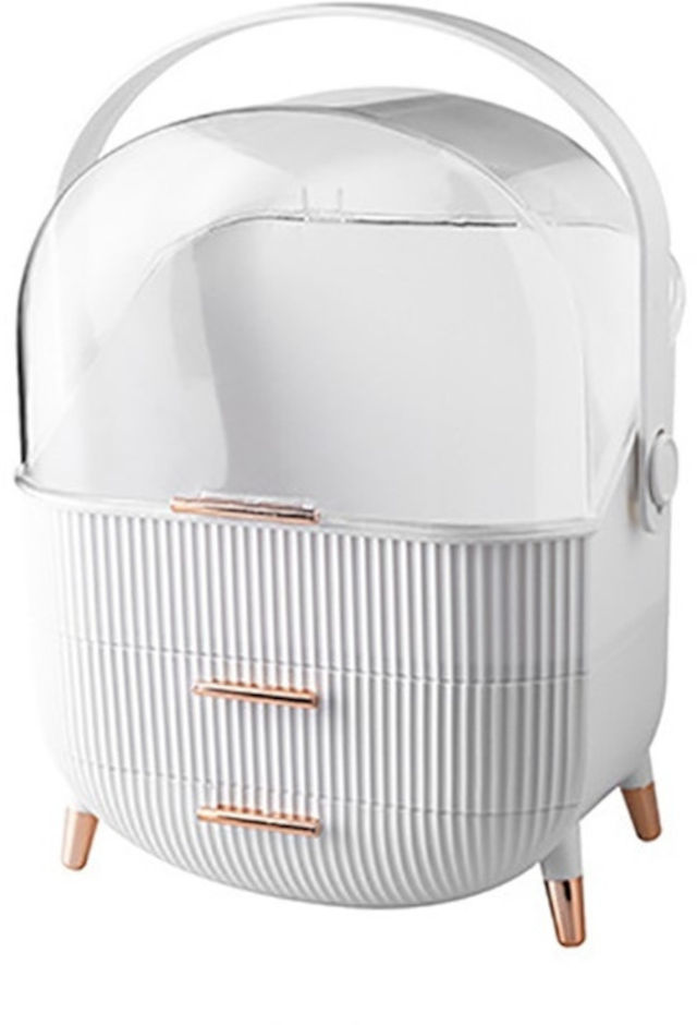 ‫Berko Home - ארגונית איפור מפוארת בעלת תאים וידית אחיזה בצבע לבן ...