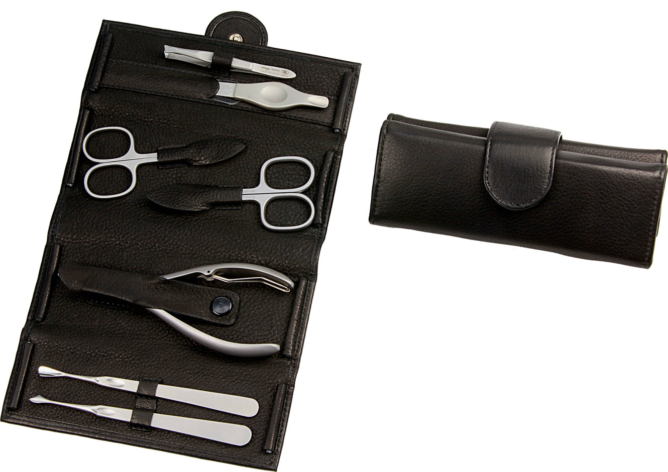‫HK - סט מניקור איכותי,7 מוצרים, בארנק עור בצבע שחור' תוצרת גרמניה ...