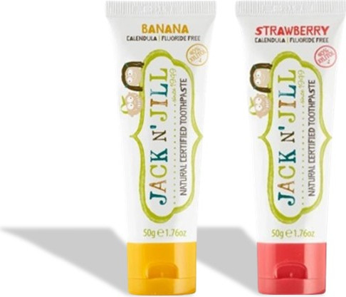‫Jack N' Jill - מארז טובים השניים לשיניים: משחת שיניים טבעית תות + בננה ...