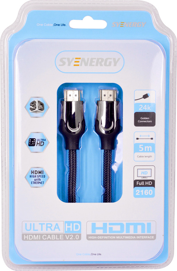 ‫Syenergy - כבל HDMI איכותי 5 מטר זכר לזכר | סופר-פארם‬