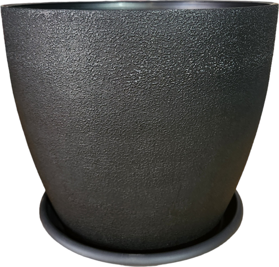 ‫Cortico - עציץ דמוי אבן קצר כולל תתתית קוטר 29.8 ס”מ שחור | סופר-פארם‬