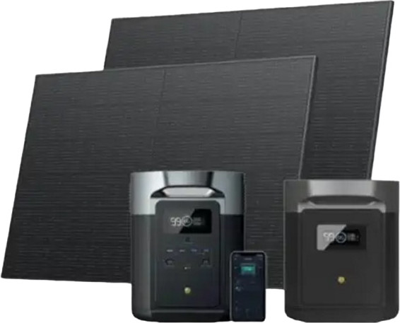 ‫Ecoflow - סט תחנת כוח ניידת 2400W כולל סוללת הרחבה וזוג פאנלים ...