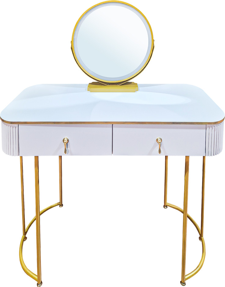 ‫פלד יבוא ושיווק - שידת איפור נורדית 100 ס"מ עם מראה הוליוודית ותאורת ...