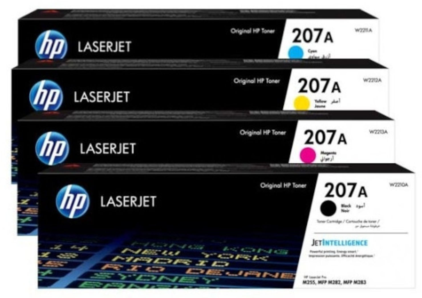 ‫HP - סט 4 טונרים מקוריים HP 207A W2210A/W2211A/W2212A/W2213A | סופר-פארם‬