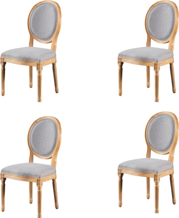 ‫קאנטרי שיק - 4 כיסאות משענת עגולה מרופדת מעץ מלא - בד אפור כהה – מבית ...