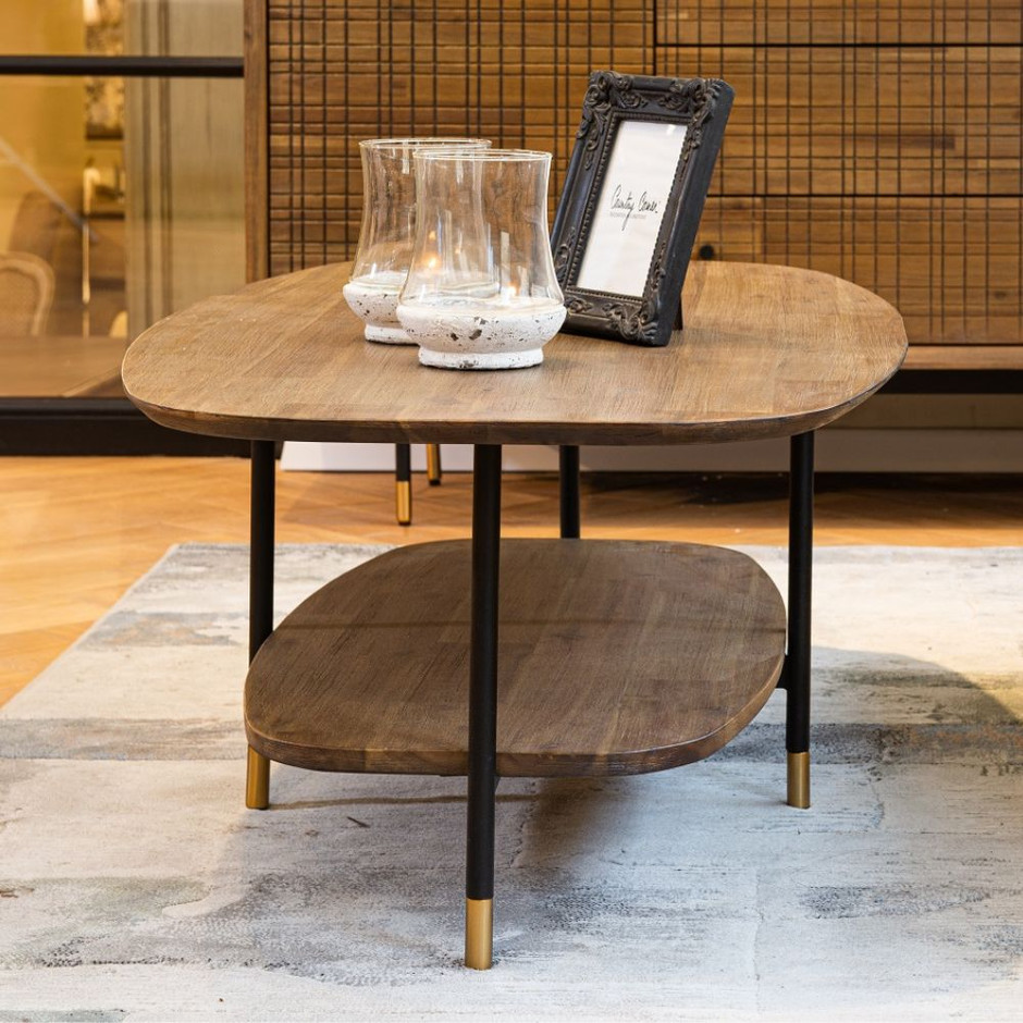 ‫קאנטרי שיק - שולחן סלון אובלי מקולקציית “מייז” מעץ מלא של המותג הצרפתי ...