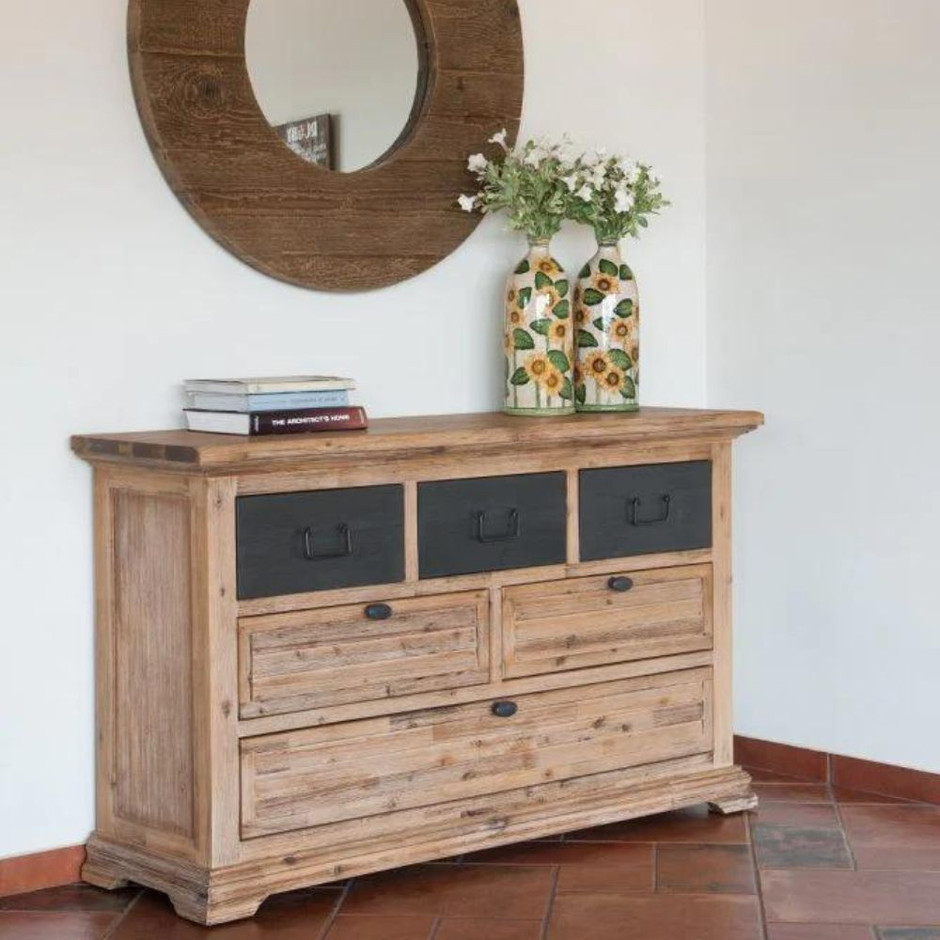 ‫קאנטרי שיק - קומודת מגירות 145 מקולקציית "נורמנדי" מעץ מלא של מותג ...