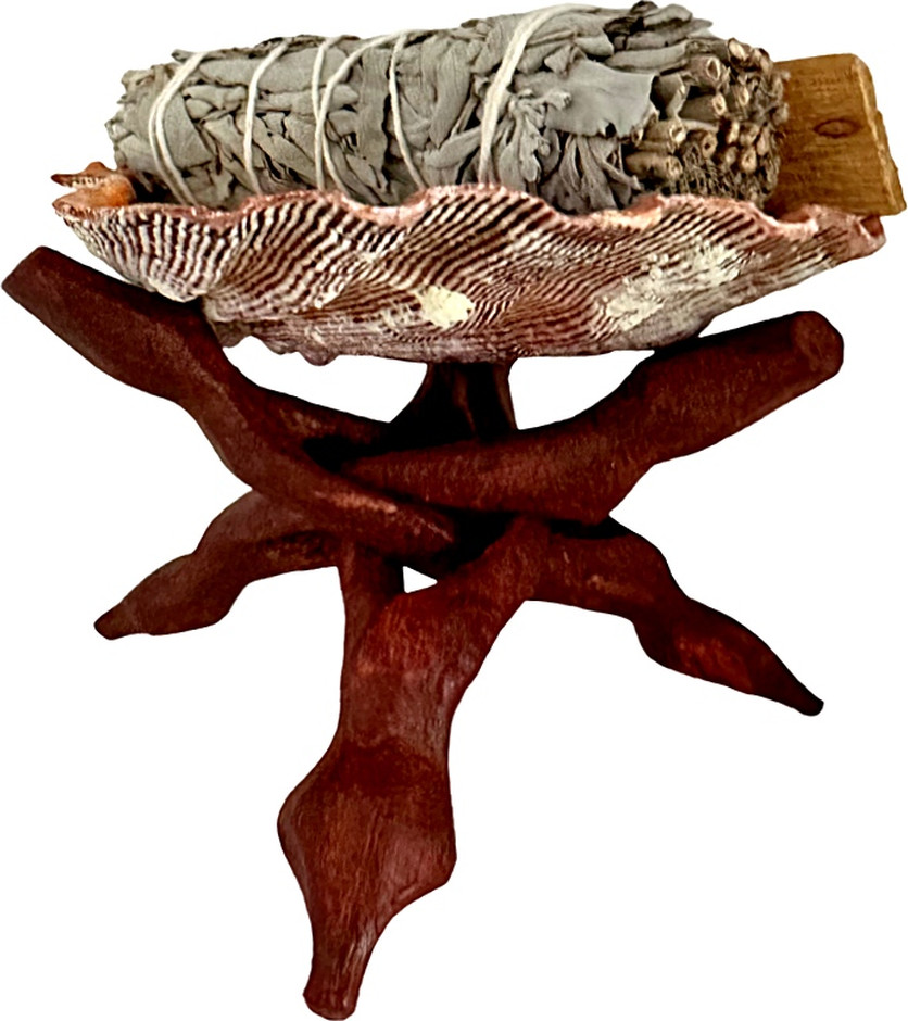 ‫Ronari - מארז לטיהור פאלו סנטו מרווה לבנה בצדף טבעי ליון פאו עם מעמד ...