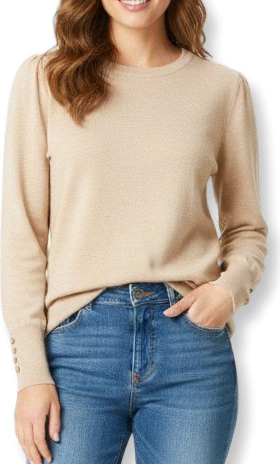 ‫Ronari - סריג דק עם שרוול מעוצב צבע בז׳ ג׳וקלייר | סופר-פארם‬