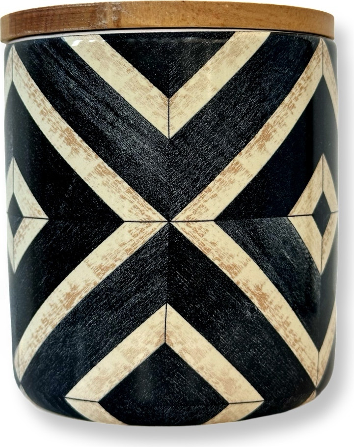‫Ronari Home - צנצנת קרמיקה לצמר גפן מוזאיק מעוצב במכסה עץ | סופר-פארם‬
