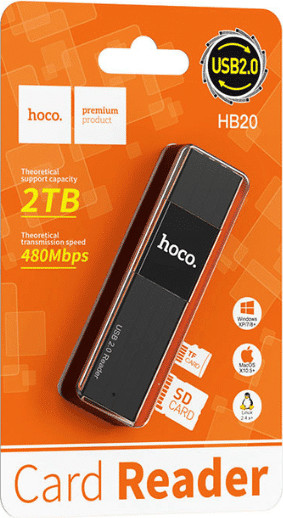 ‫HOCO - קורא כרטיסי זיכרון Hoco HB20 Card reader TF And SD Card Mindful ...