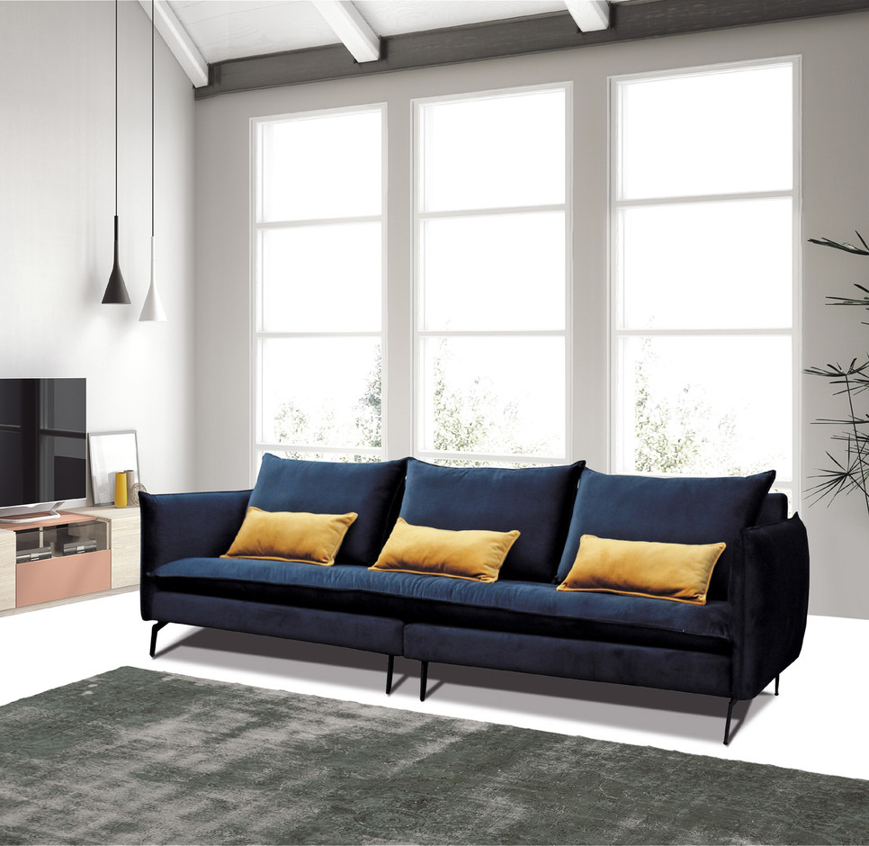 ‫Or-Design - ספה באורך 300 ס"מ מרופדת בבד פנדה קטיפתי רך דגם סוהו אפור ...