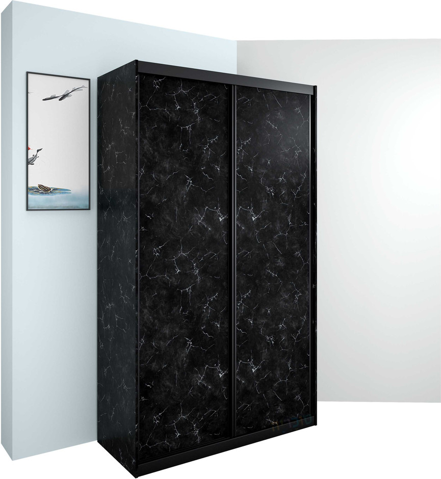 ‫סוכריה Homestyle - ארון הזזה צבע שיש שחור פרופיל שחור 2 דלתות במידות ...