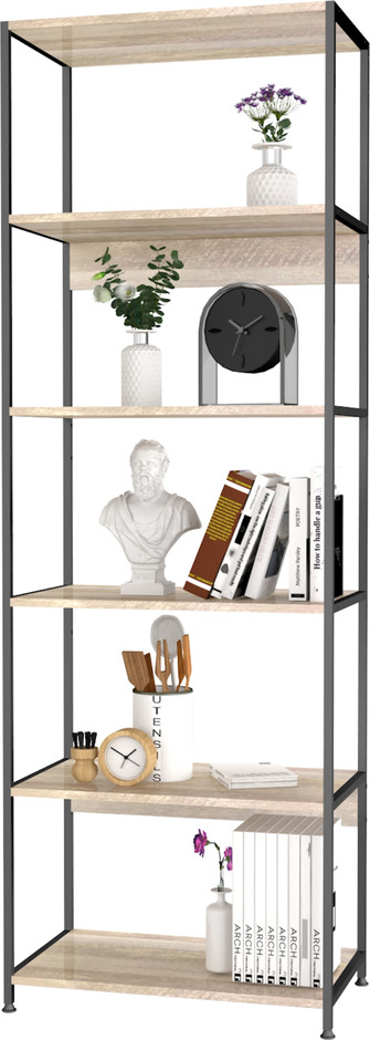 ‫רוזנפלד - כוננית 6 קומות עם פאנל אחורי בעיצוב אלגנטי – בשילוב עץ ומתכת ...