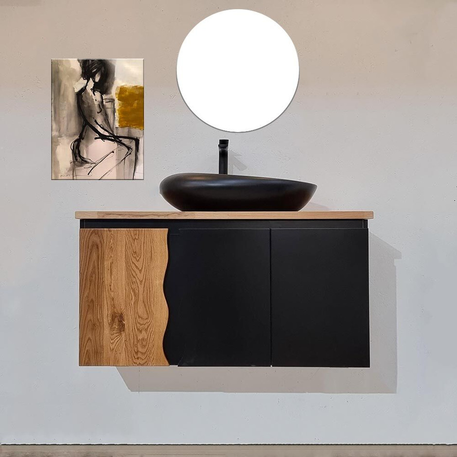 ‫חרסינה - ארון אמבטיה תלוי מיאמי רוחב 80 ס"מ בעומק 46 ס"מ צבע שחור מט ...