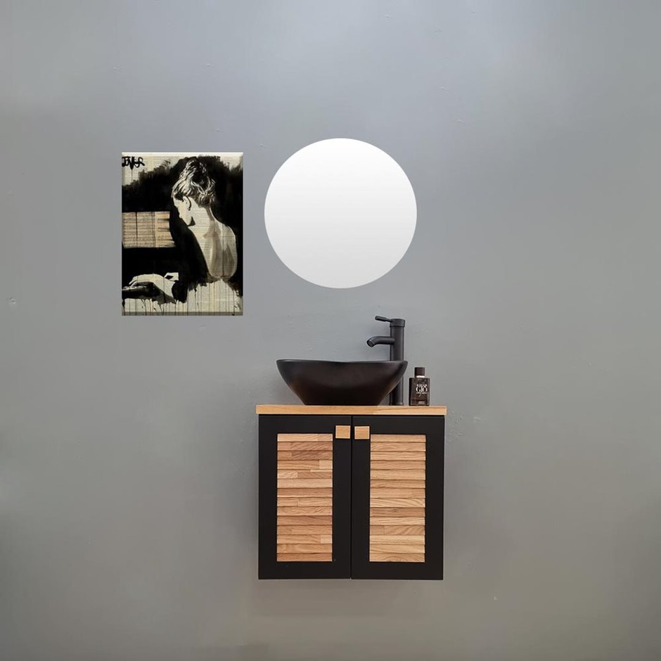 ‫חרסינה - ארון אמבטיה תלוי זארה רוחב 55 ס"מ בעומק 33 ס"מ צבע שחור מט עם ...