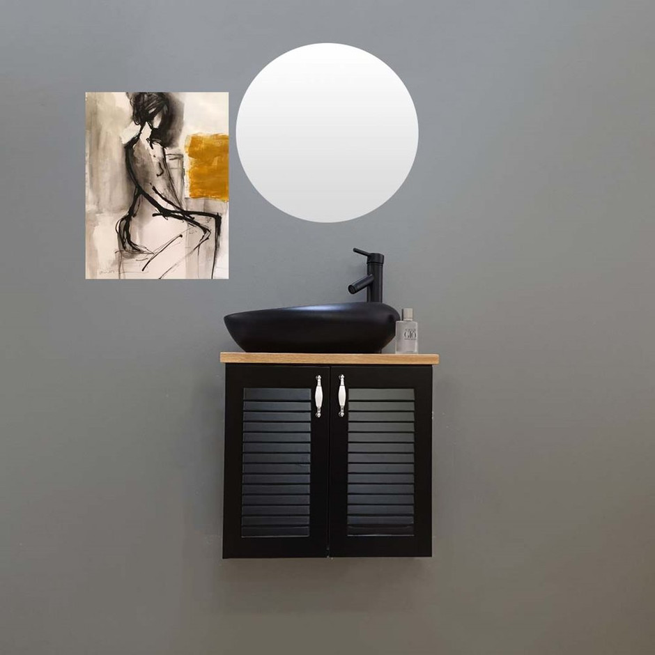 ‫חרסינה - ארון אמבטיה תלוי ברוג רוחב 55 ס"מ בעומק 33 ס"מ צבע שחור מט עם ...