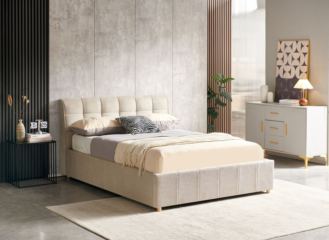 ‫דורי הום - מיטה זוגית כולל ארגז מצעים מבד איכותי ורחיץ דגם אמבר 140/ ...