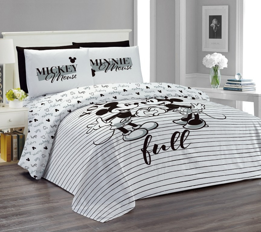 ‫מצעים מהחלומות - סט מצעים ג'רסי 100% כותנה דגם מיקי ממלא את הלב- מידות ...