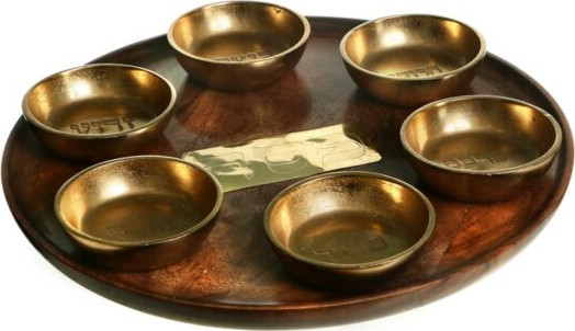 ‫Vedro - קערת פסח GOLDEN ROOTS – קעריות זהב על מגש עץ טבעי | סופר-פארם‬