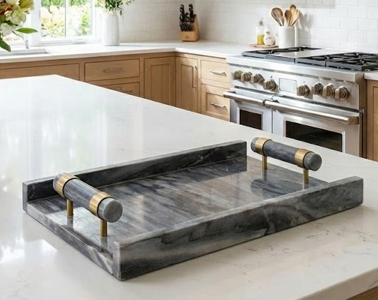 ‫Vedro - מגש שיש CABASL GREY GOLD – שיש אפור עם ידיות זהב | סופר-פארם‬