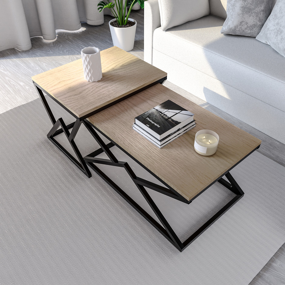 ‫ונוס ריהוט ביתי - זוג שולחנות לסלון דגם ולנסיה – צבע עץ | סופר-פארם‬