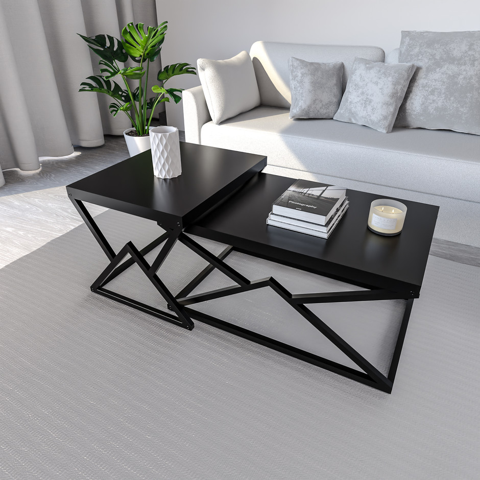 ‫ונוס ריהוט ביתי - זוג שולחנות לסלון דגם ולנסיה – צבע שחור | סופר-פארם‬