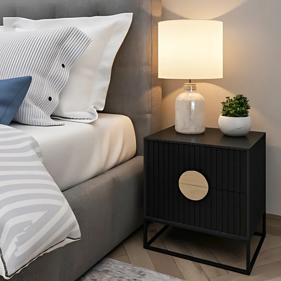 ‫ונוס ריהוט ביתי - שידת לילה מודרנית לחדר שינה – דגם מונה – שחור עם ...