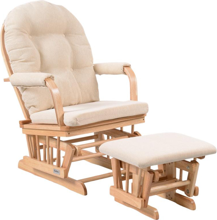 ‫Minigo - כורסאת הנקה עם הדום עם ריפוד מפנק צבע בז’ ובסיס צבע עץ TF14T ...