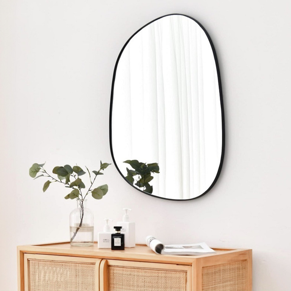 ‫BOHO11 - מראה טיפה מעוגלת לקיר עם מסגרת שחורה – עיצוב אורגני נקי ...