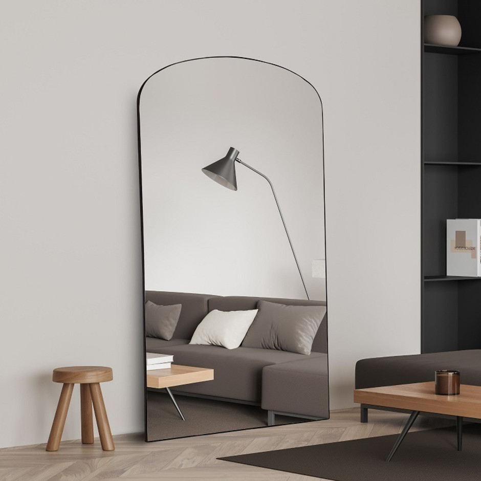 ‫BOHO11 - מראה חצי עגולה גדולה לקיר עם מסגרת שחורה – עיצוב מודרני ...