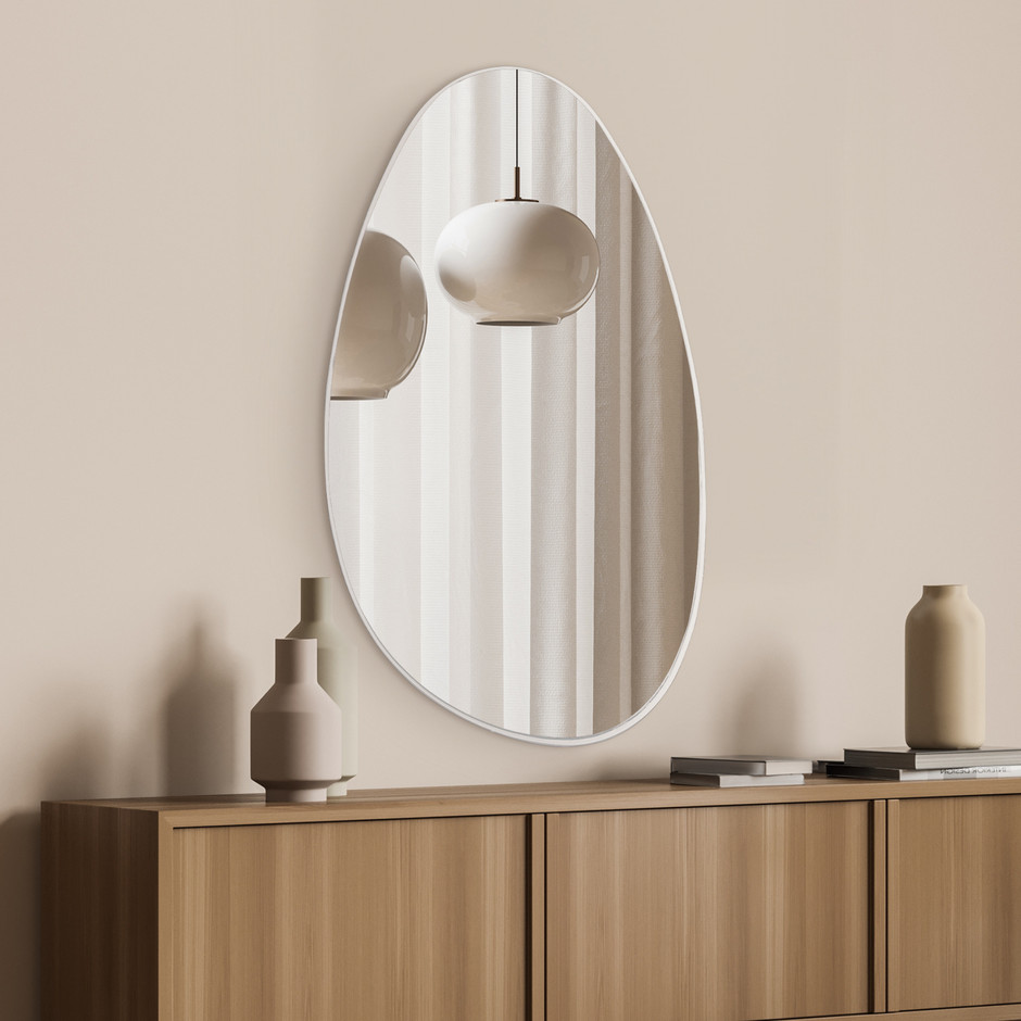 ‫BOHO11 - מראה אובלית לקיר בצבע לבן – עיצוב נקי ומעודן | סופר-פארם‬