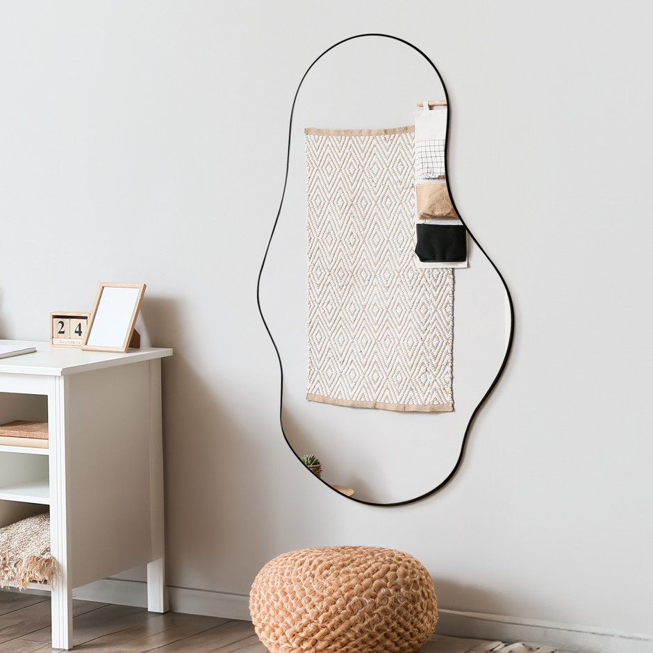 ‫BOHO11 - מראה אמורפית לקיר – עיצוב אורגני עם מסגרת שחורה | סופר-פארם‬