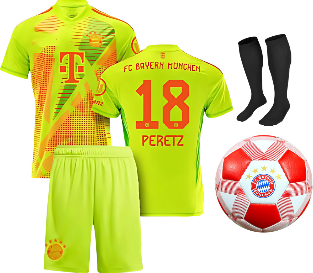 ‫YKI - סט דניאל פרץ באיירן מינכן לילדים – חליפה, כדור, גרביים וסרט קפטן ...