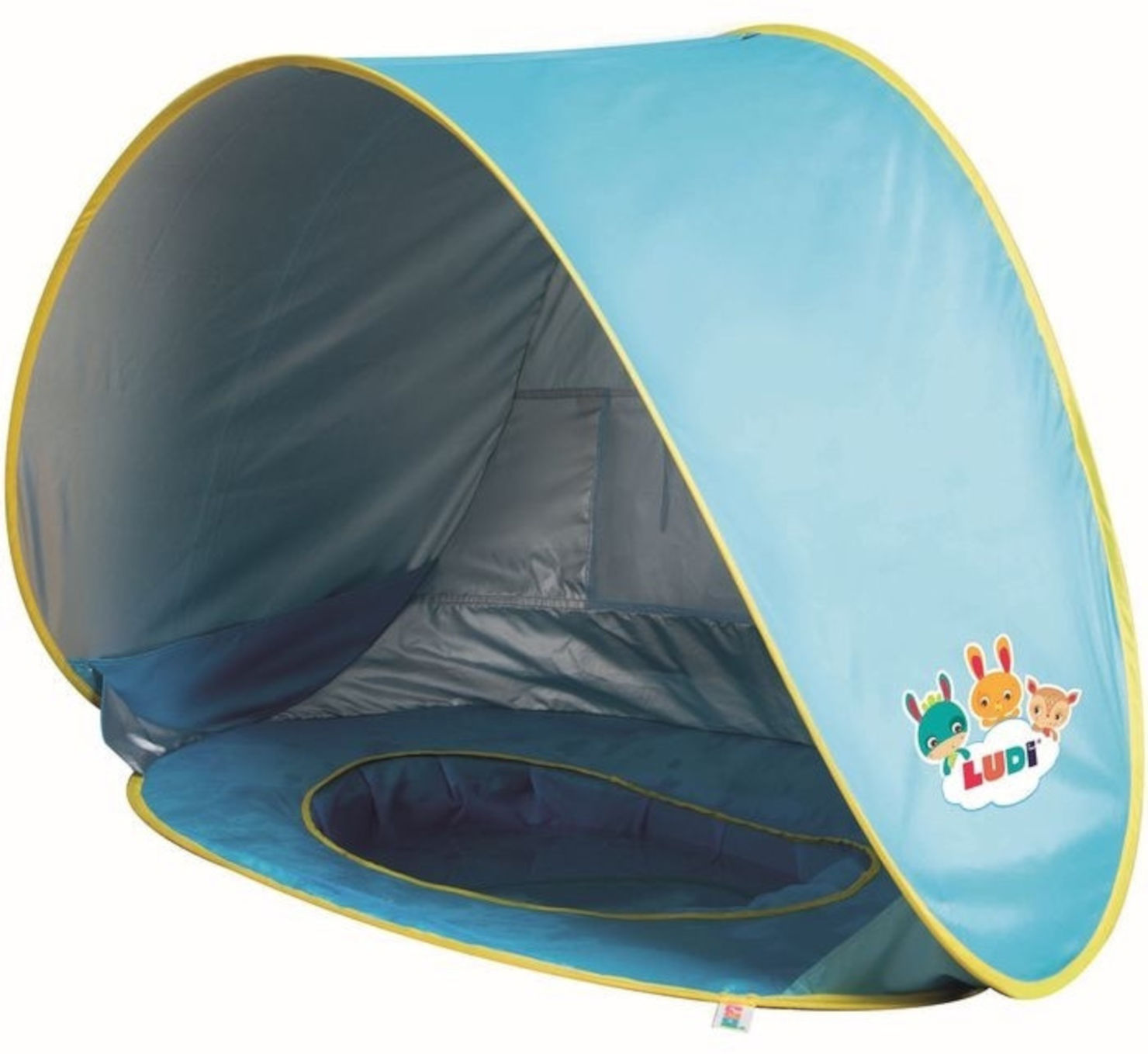 ‫Ludi - משטח פעילות + בריכה עם אוהל חוף נפתח ומתקפל בקלות - בד UV מקדם ...