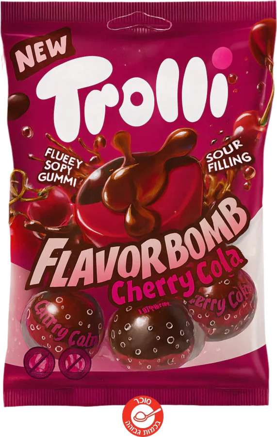‫טרולי - Trolli flavor bomb cherry cola טרולי סוכריות גומי עם מיץ בטעם דובדבן קולה | סופר-פארם‬