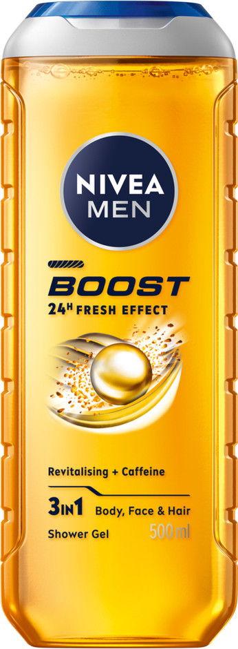 ‫NIVEA - BOOST ג'ל רחצה לגבר 3 ב-1 | סופר-פארם‬