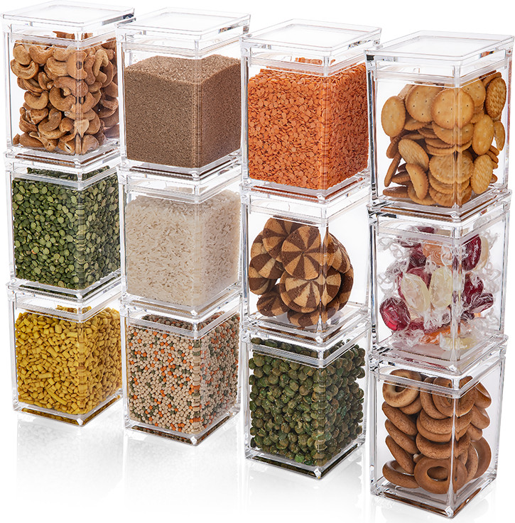 ‫HOME IN - סט 12 קופסאות אקרילי 500 מ”ל – דגם CRISTAL | סופר-פארם‬