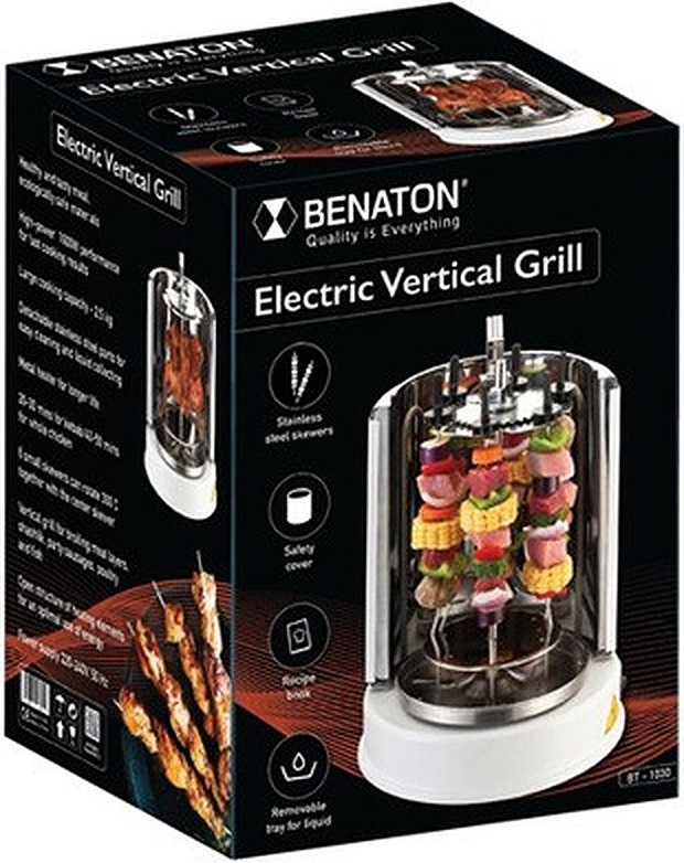 ‫Benaton - גריל חשמלי אנכי לשווארמה ושיפודים – כל השיפודים מסתובבים יחד ...