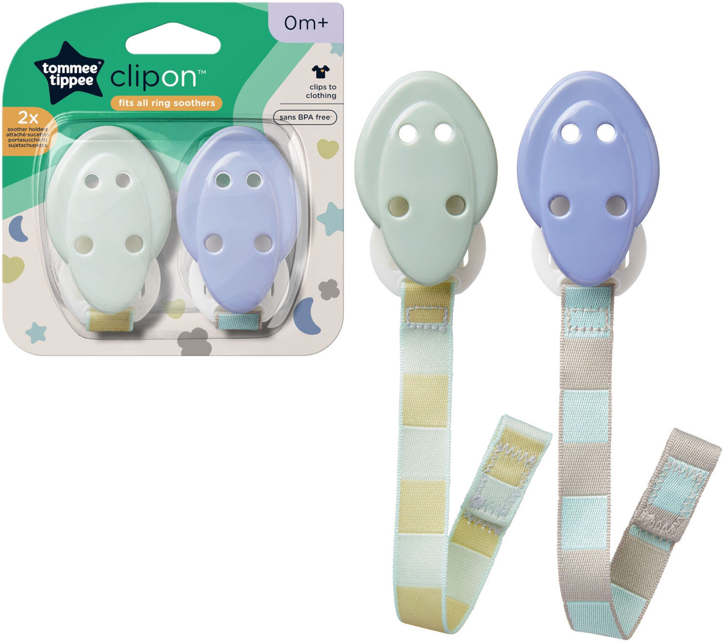 ‫טומי טיפי - זוג תליונים למוצץ Clip On טומי טיפי Tommee Tippee | סופר-פארם‬