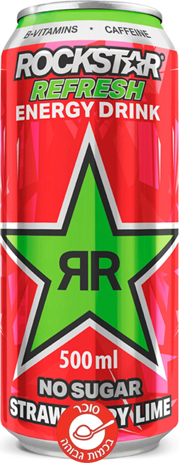 ‫RockStar - RR RockStar Strawberry Energy Drink רוקסטר משקה אנרגיה בטעם ...
