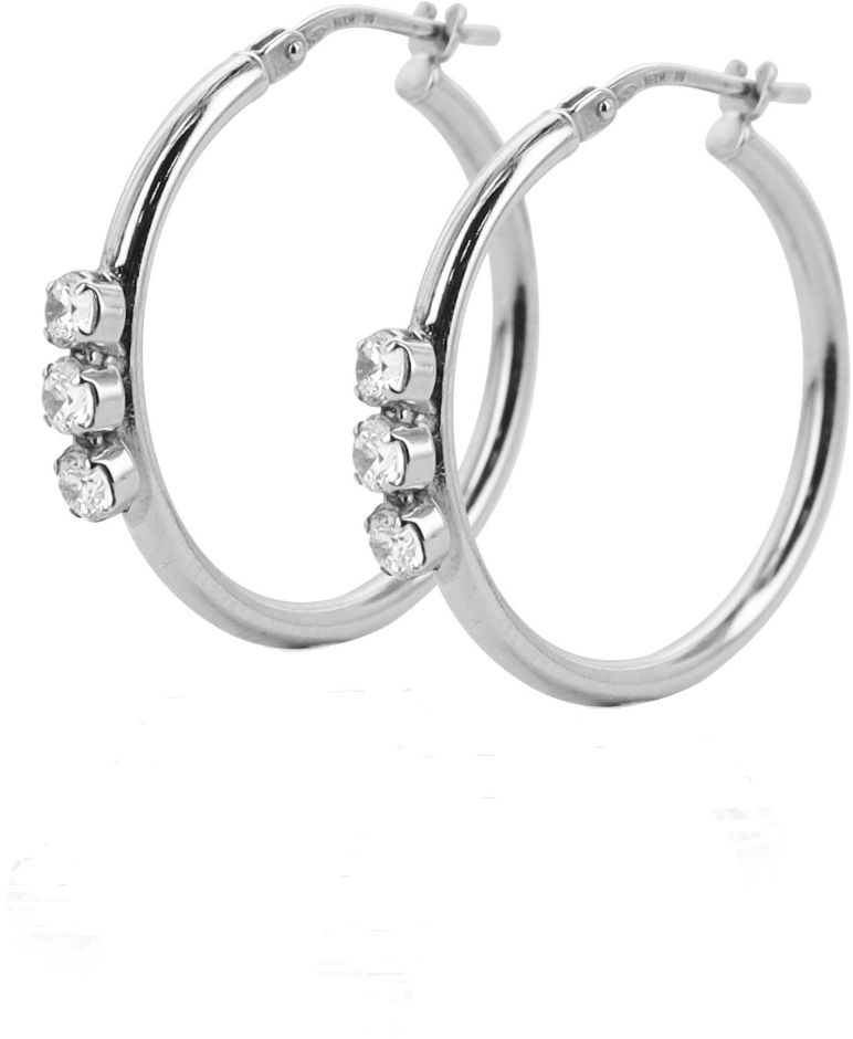 ‫ילון סברובסקי - עגילים חישוק כסף סטרלינג 925 בציפוי רודיום בגודל 25 מ ...