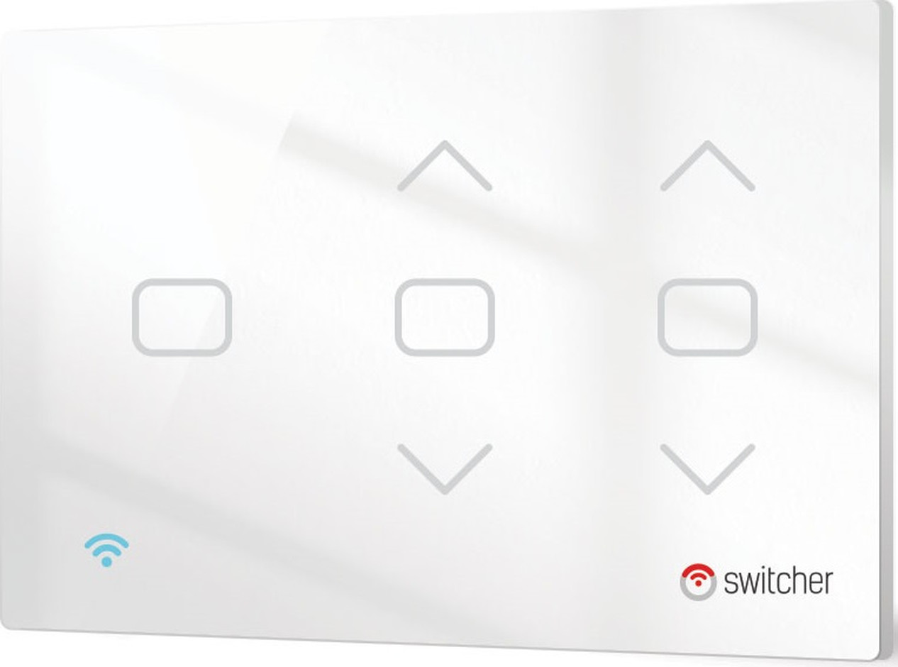 ‫Switcher - מתג חכם משולב לשליטה על 2 תריסים ותאורה אחת לקופסת גוויס 3 ...