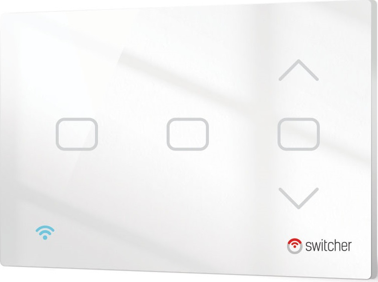 ‫Switcher - מתג חכם משולב לשליטה על 2 תאורות ותריס אחד לקופסת גוויס 3 ...