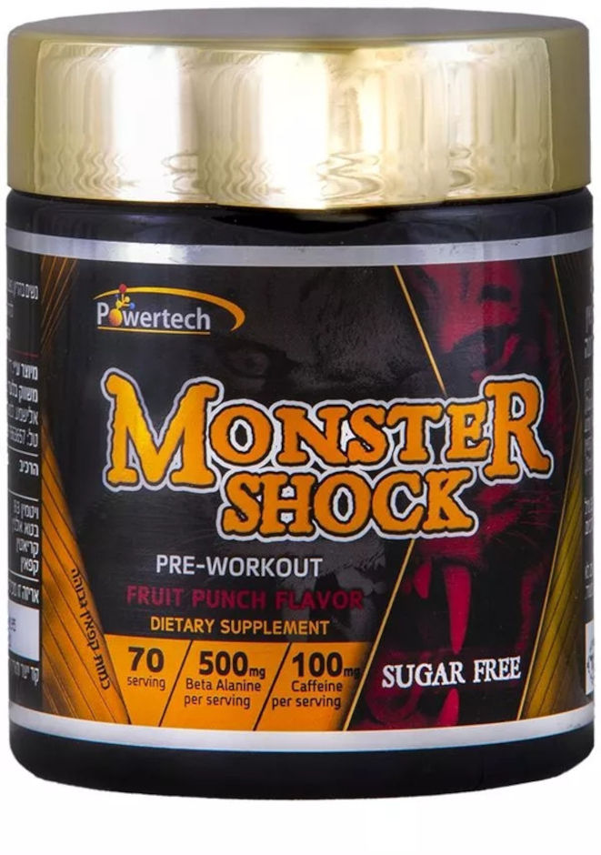 ‫Powertech - Monster Shock Pre-Workout מונסטר שוק פרי-וורקאאוט בטעם ...
